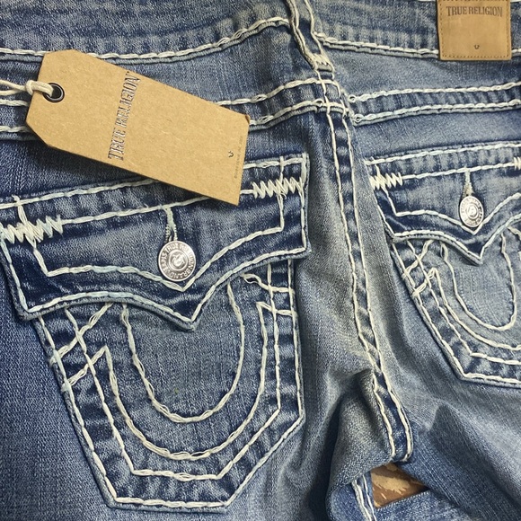 True Religion | Jeans | Nwt True Religion Super T Big Stitch White Blue ...